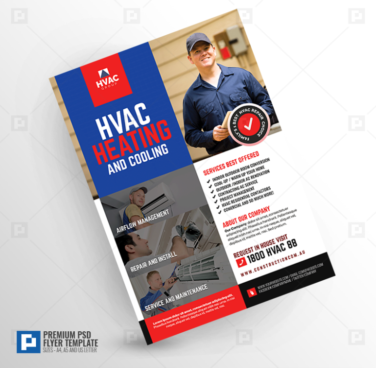 Heating and Cooling Service Company Flyer - PSDPixel