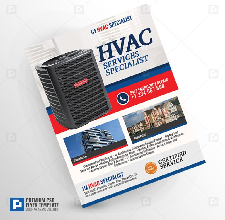 Heating and Cooling Services Flyer - PSDPixel