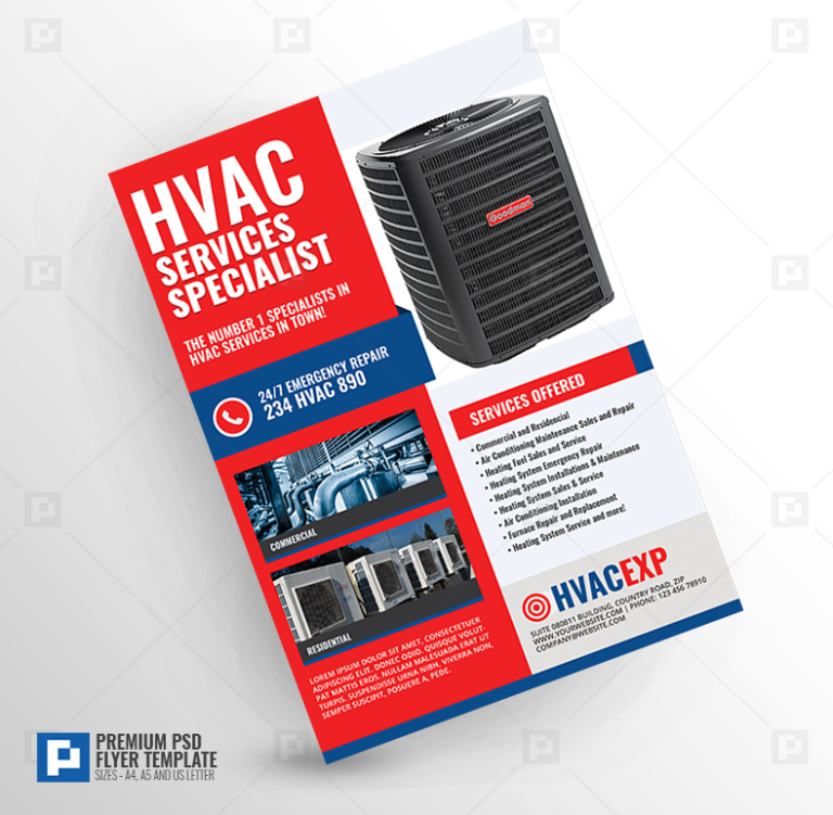Heating and Cooling Services Flyer - PSDPixel