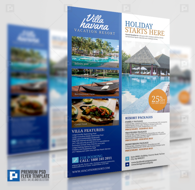 Resort and Villa Flyer - PSDPixel