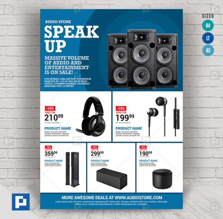 Audio Promo Sale Flyer - PSDPixel