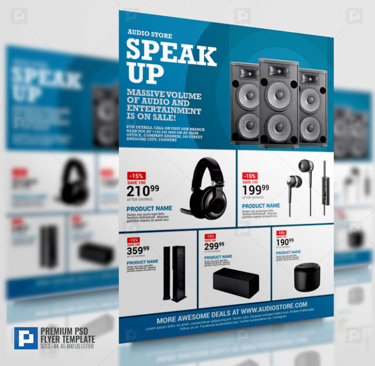 Audio Promo Sale Flyer - PSDPixel