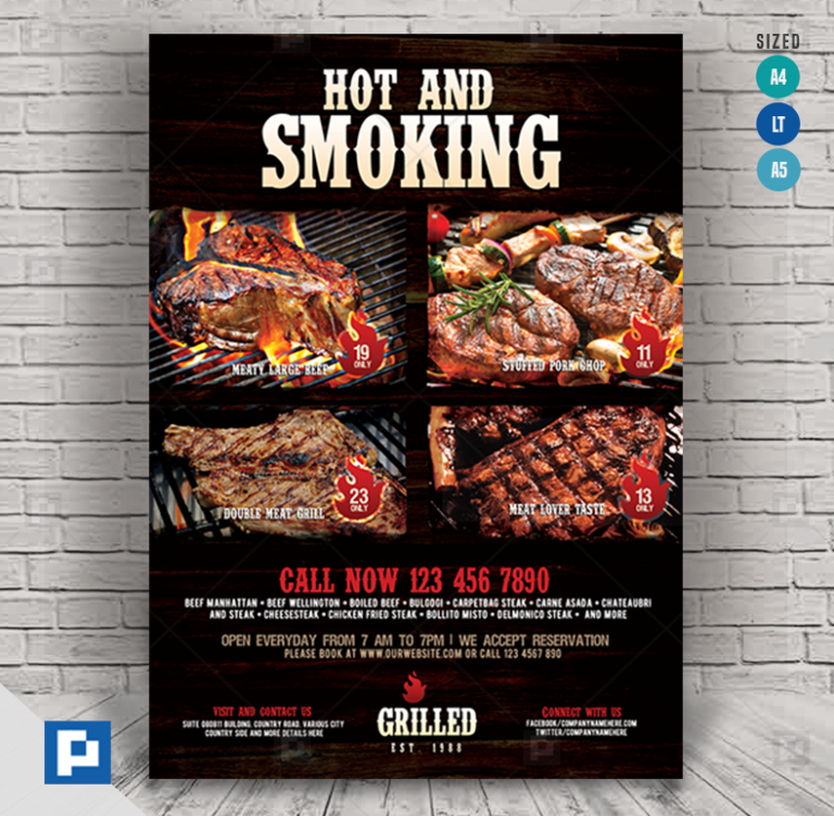 Barbecue and Steak House Flyer - PSDPixel