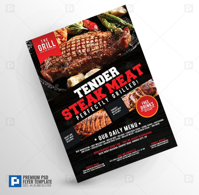 Grill Restaurant Flyer - PSDPixel