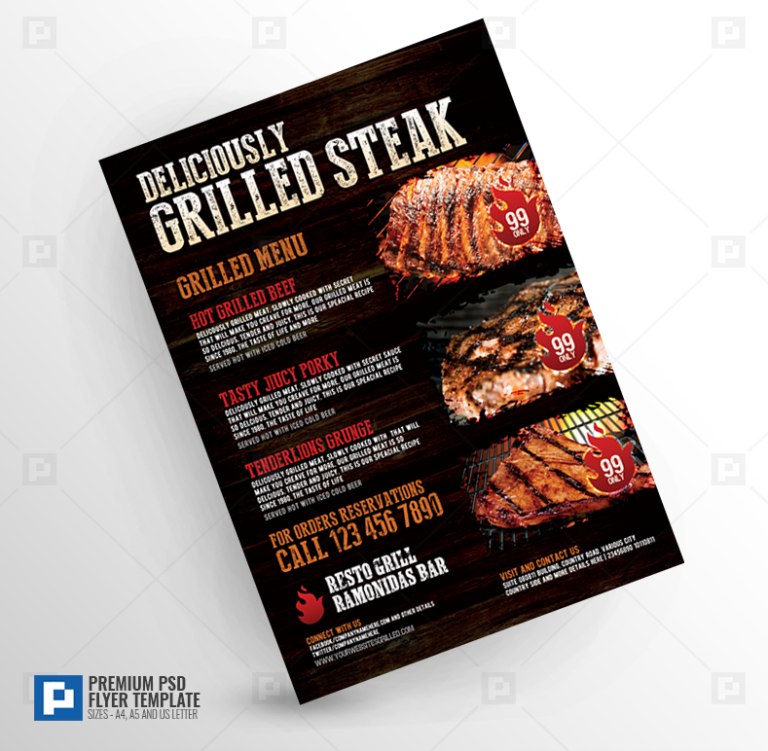 Grill Restaurant Food Flyer - PSDPixel