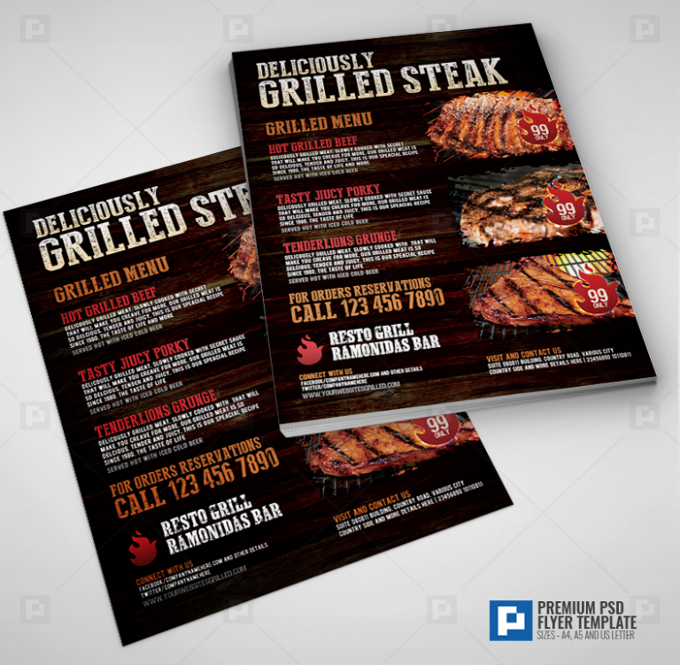 Grill Restaurant Food Flyer - PSDPixel