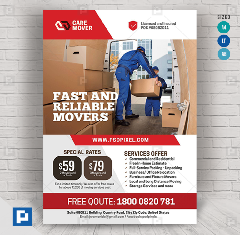 Mover and Logistics Company Flyer - PSDPixel