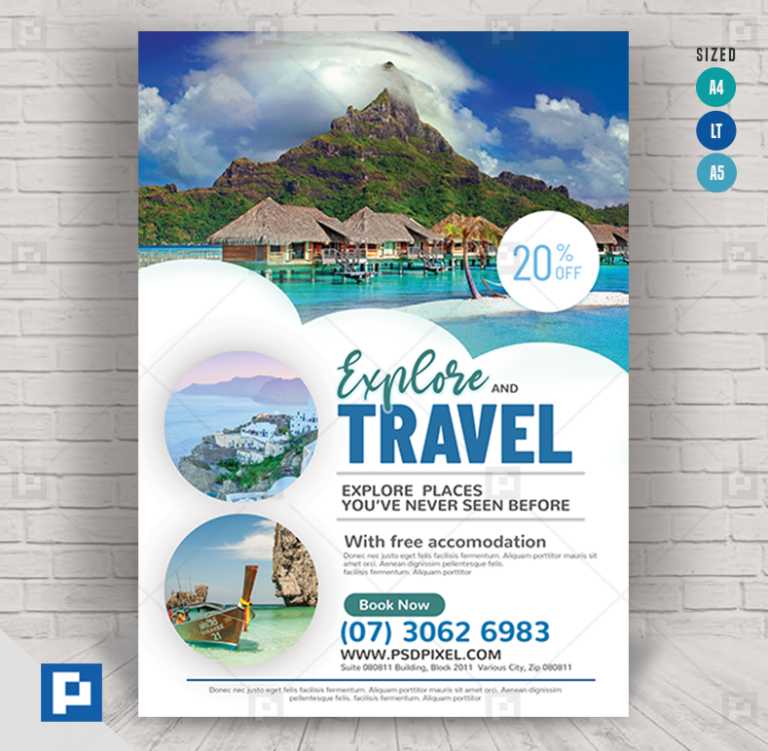 Travel and Booking Services Flyer - PSDPixel