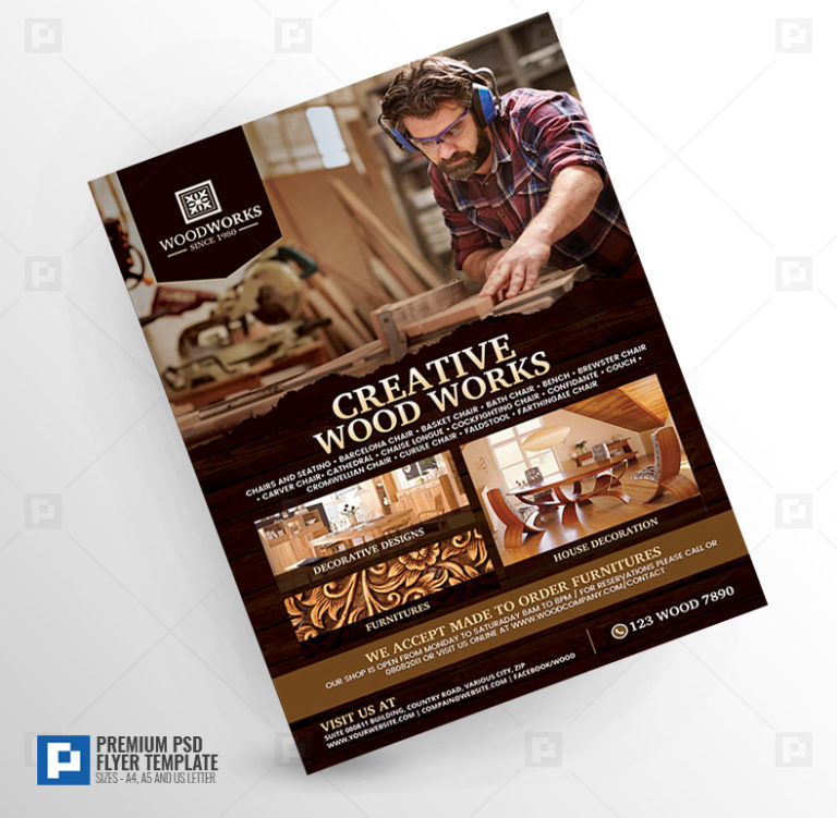 Wood Works Flyer - PSDPixel