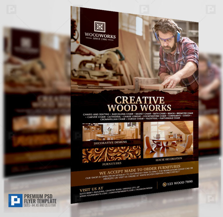 Wood Works Flyer - PSDPixel