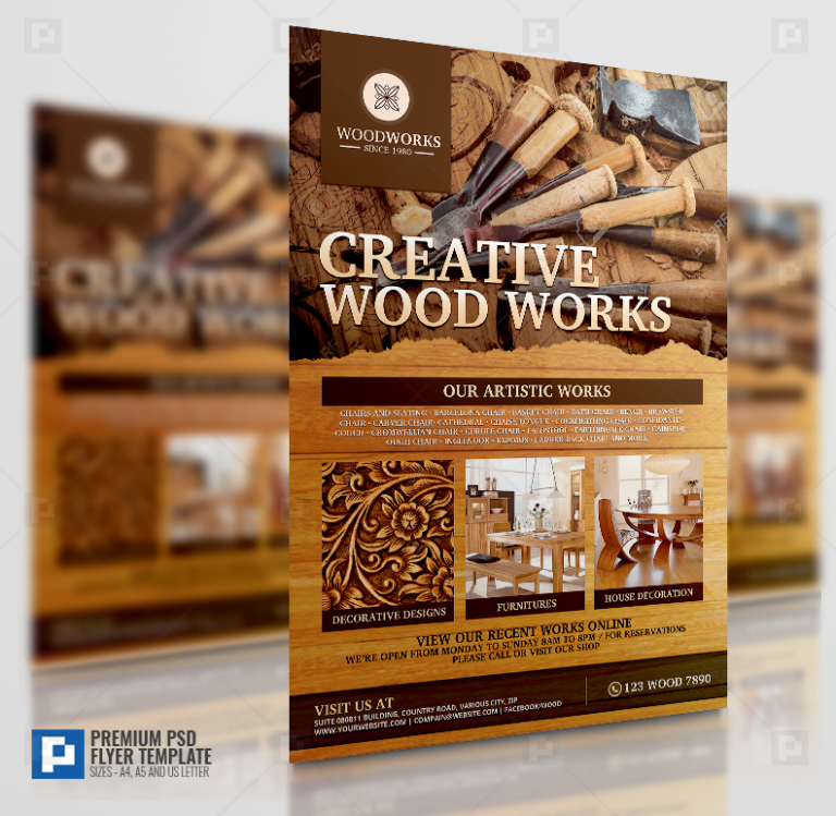 Wood Works and Wood Craft Flyer - PSDPixel