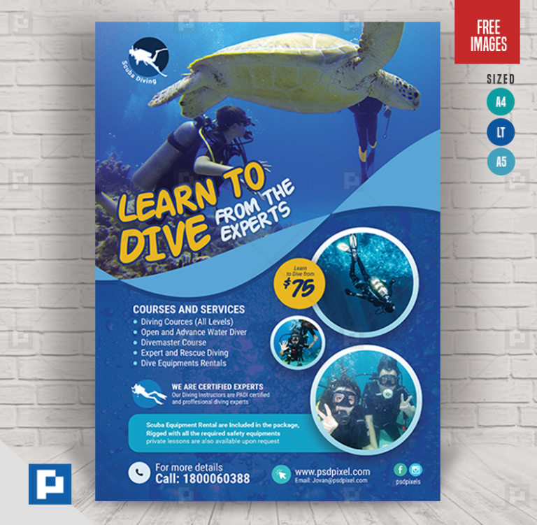 Diving School Flyer - PSDPixel