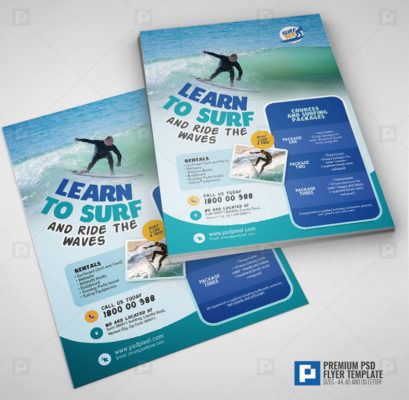 Learn Surfing Flyer - PSDPixel