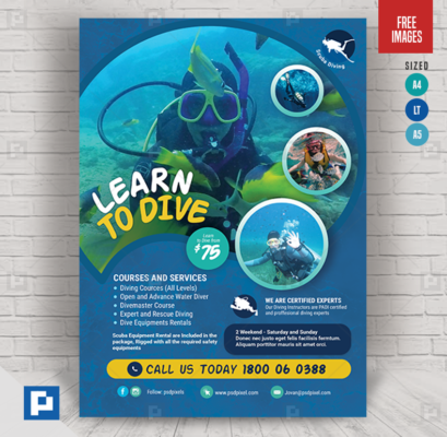 Learn to Dive Flyer - PSDPixel