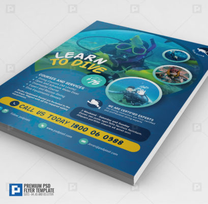 Learn to Dive Flyer - PSDPixel