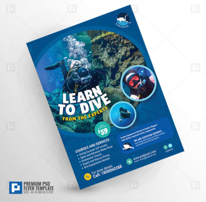 Learn to Scuba Dive Flyer - PSDPixel
