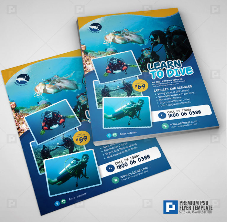 Scuba Diving Class Flyer - PSDPixel