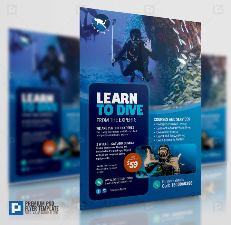 Scuba Diving Program Flyer - PSDPixel