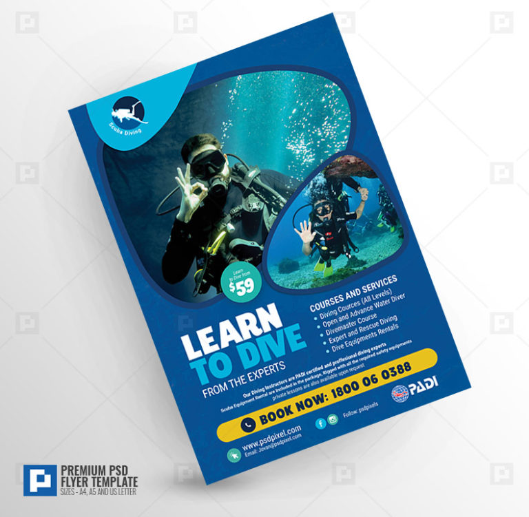 Scuba Diving School Flyer - PSDPixel