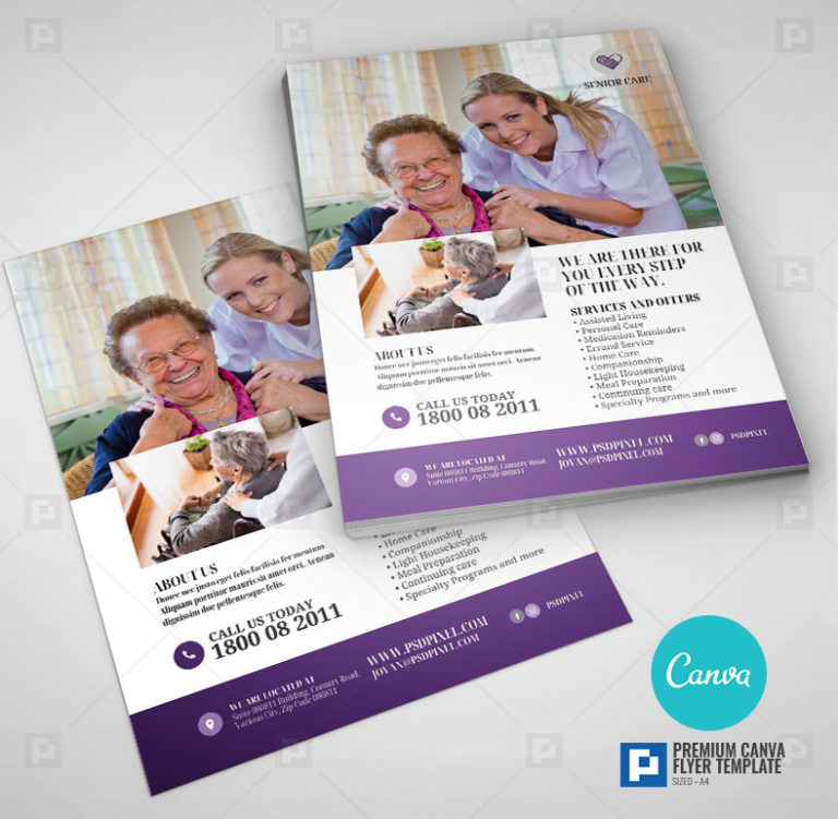 Senior Health Care Canva Flyer - PSDPixel