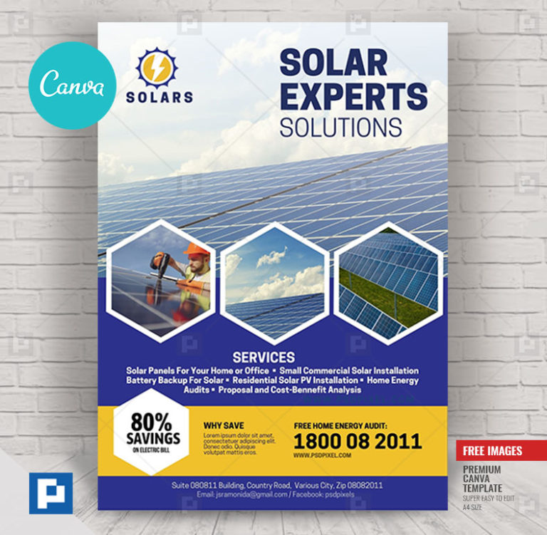 Solar Enegery Services Canva Flyer - PSDPixel