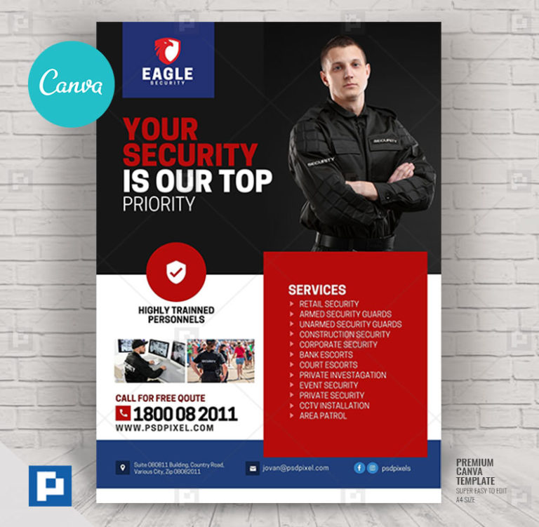Private Security Canva Flyer - PSDPixel