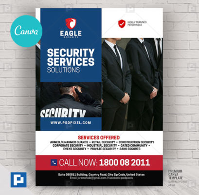 Private Security Company Canva Flyer - PSDPixel