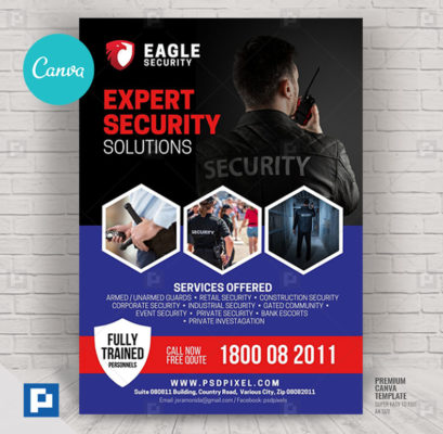 Security Services Ads Canva Flyer - PSDPixel