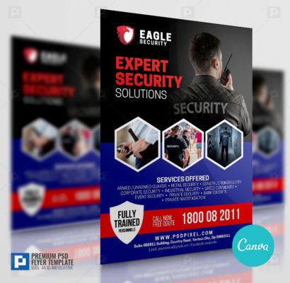 Security Services Ads Canva Flyer - PSDPixel