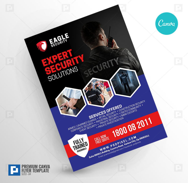 Security Services Ads Canva Flyer - PSDPixel
