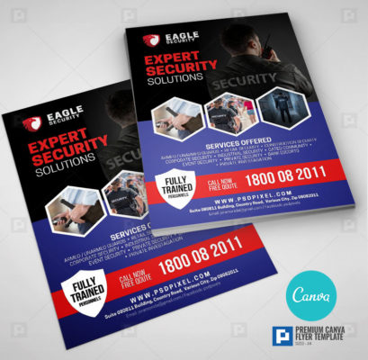 Security Services Ads Canva Flyer - PSDPixel