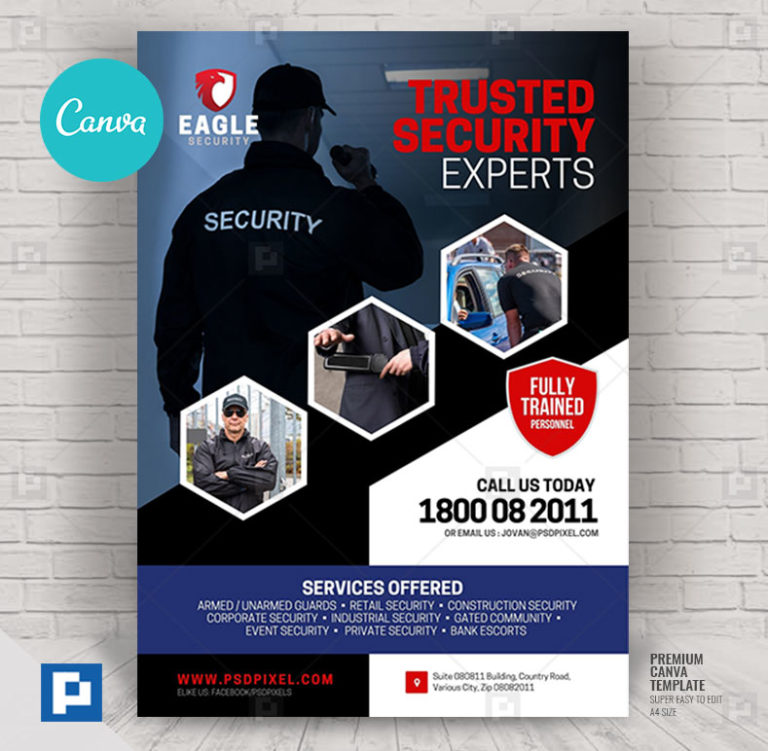 Security Services Company Canva Flyer - PSDPixel