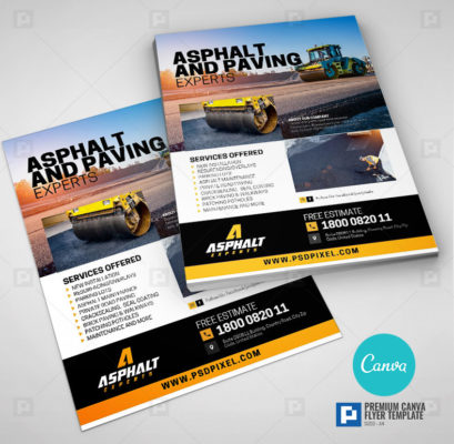 Road Paving Canva Flyer - PSDPixel
