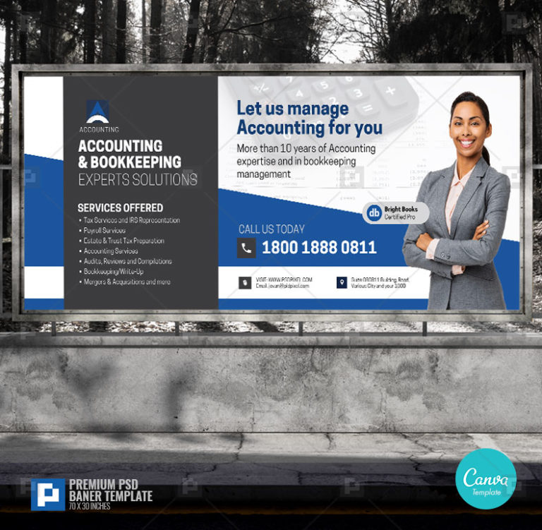 Accounting Company Services Canva Banner - PSDPixel