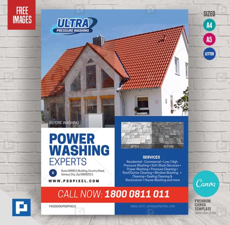 Power Washing Promotional Canva Flyer - PSDPixel