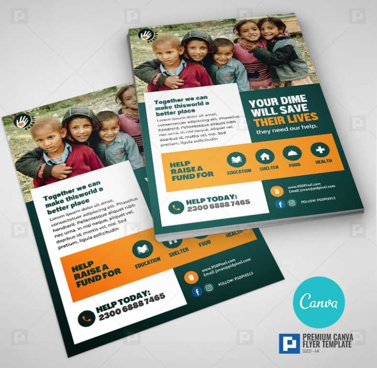 Charity Fundraising Program Canva Flyer - PSDPixel