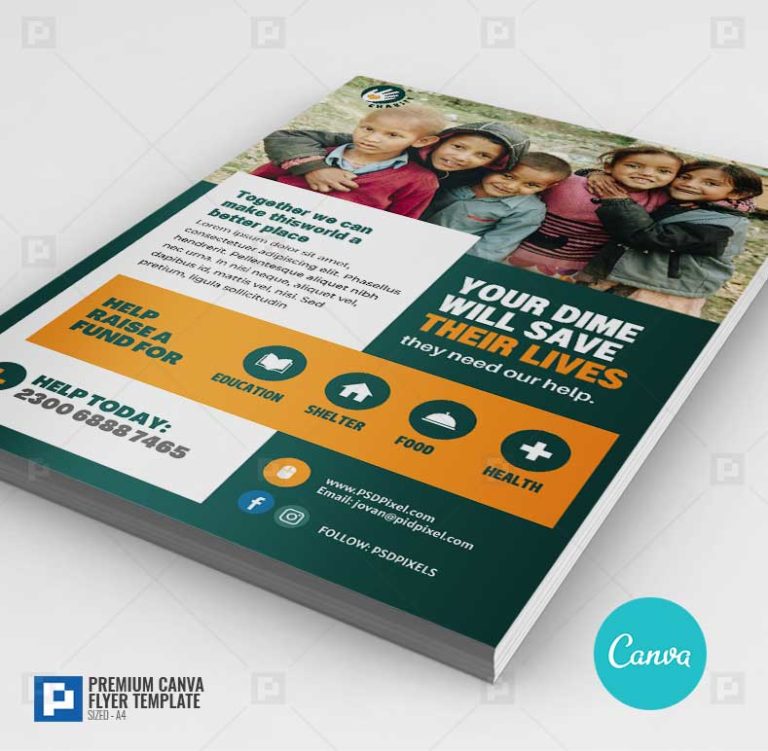Charity Fundraising Program Canva Flyer - PSDPixel