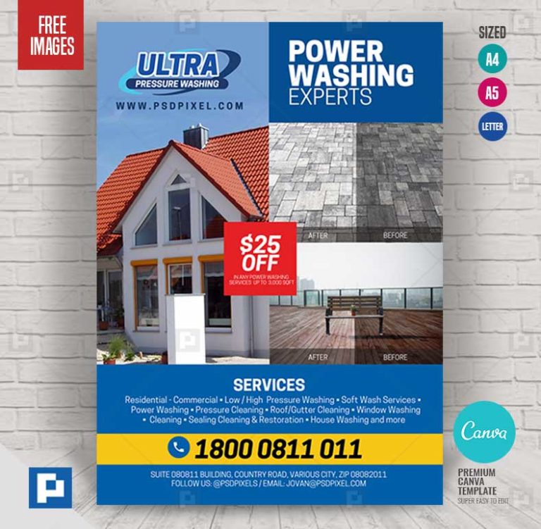 Pressure and Power Washing Canva Flyer - PSDPixel