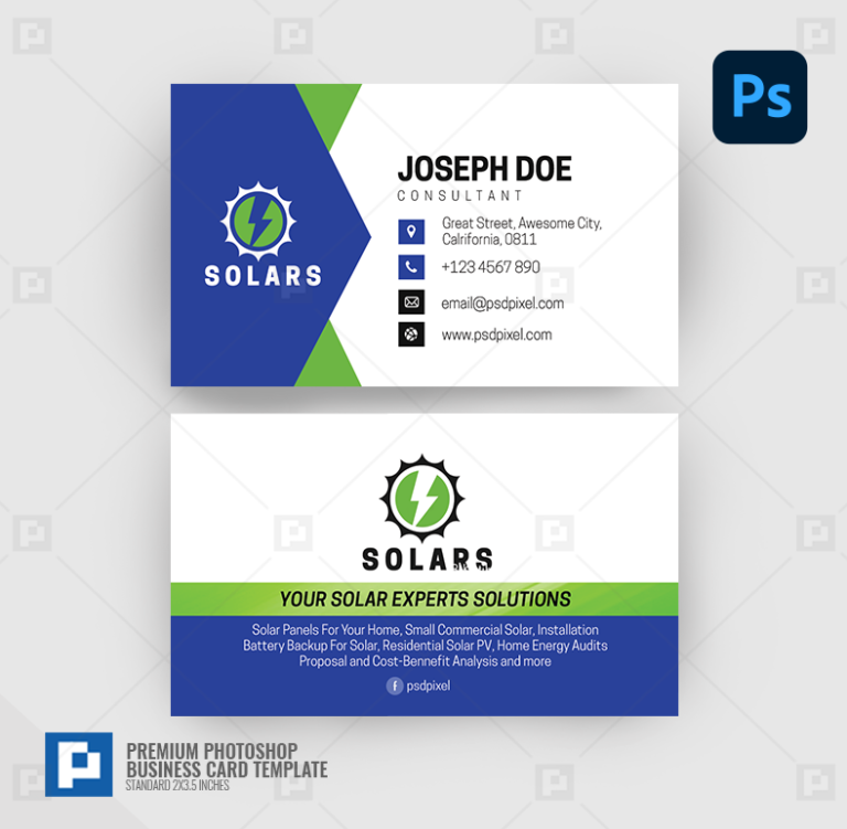 Solar Power Experts Business Card - PSDPixel