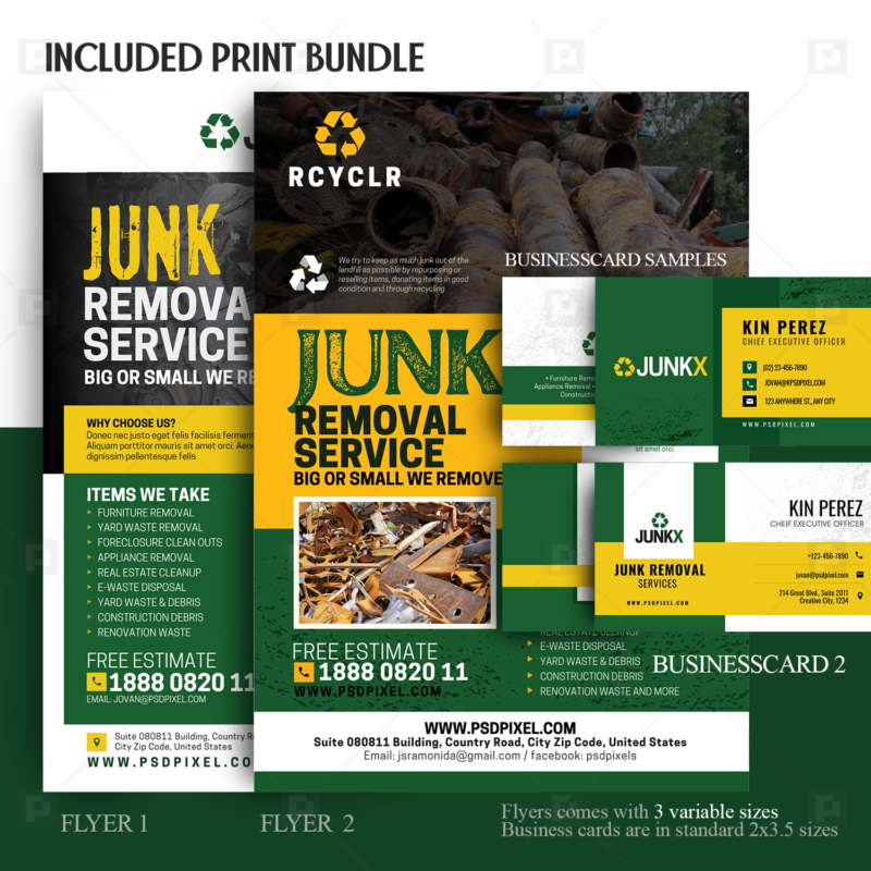 Junk and Trash Removal Social Media and Print Bundle - PSDPixel